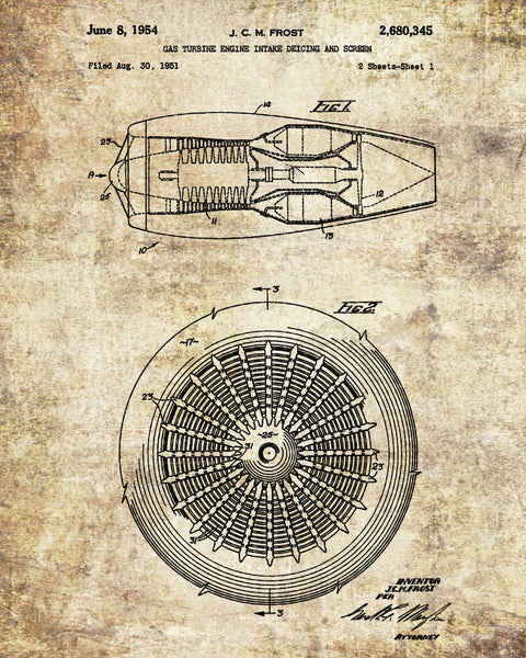 Jet Engine Blueprint Aircraft Patent Print Airplane Poster – GalleryThane