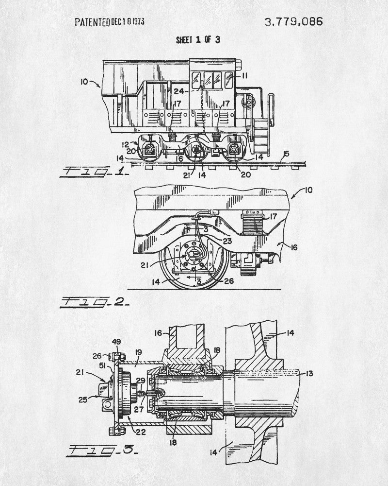 Locomotive Odometer Patent Print Train Poster Railroad Wall Art ...