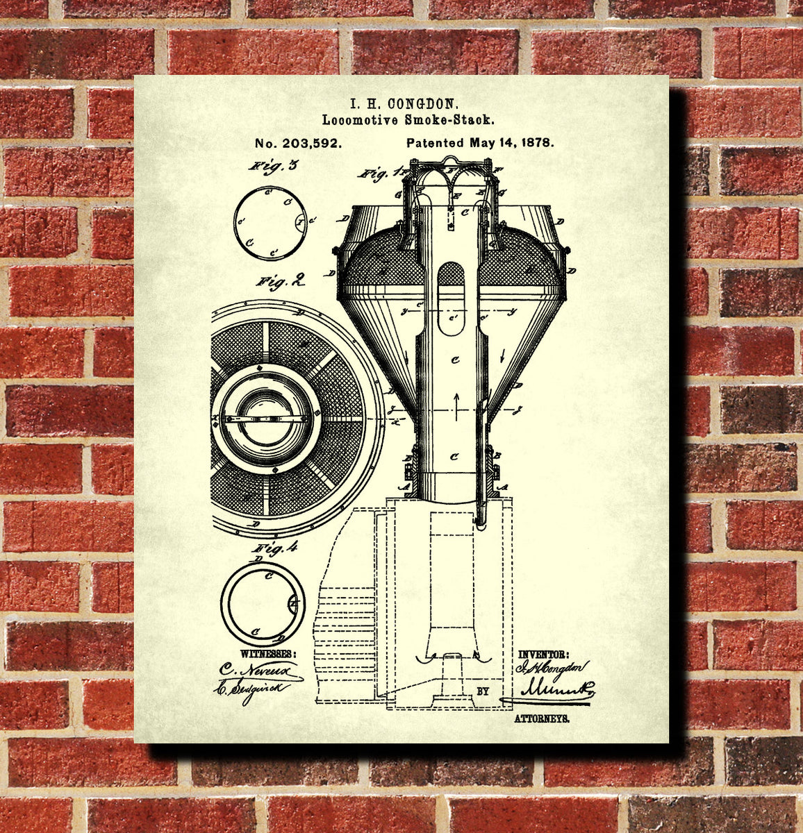 Locomotive Smoke Stack Patent Print Steam Train Poster – GalleryThane