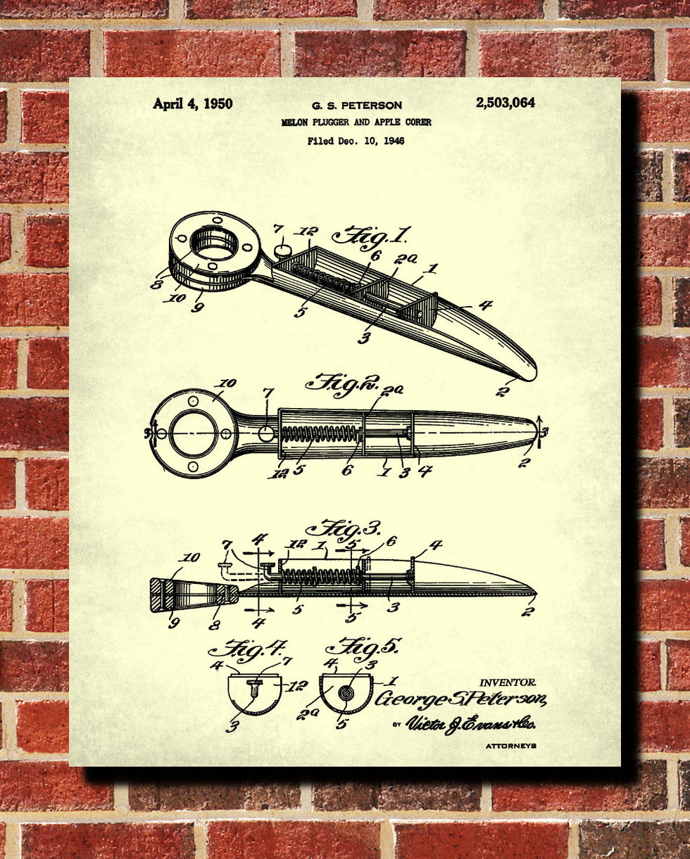 Melon Plugger Blueprint Poster Kitchen Wall Art – GalleryThane