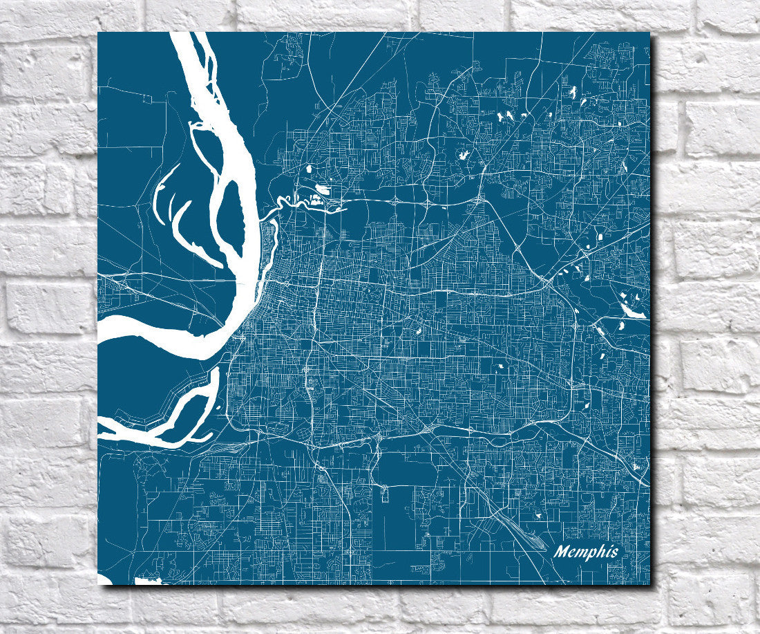Memphis, Tennessee City Street Map Print Custom Wall Map – GalleryThane