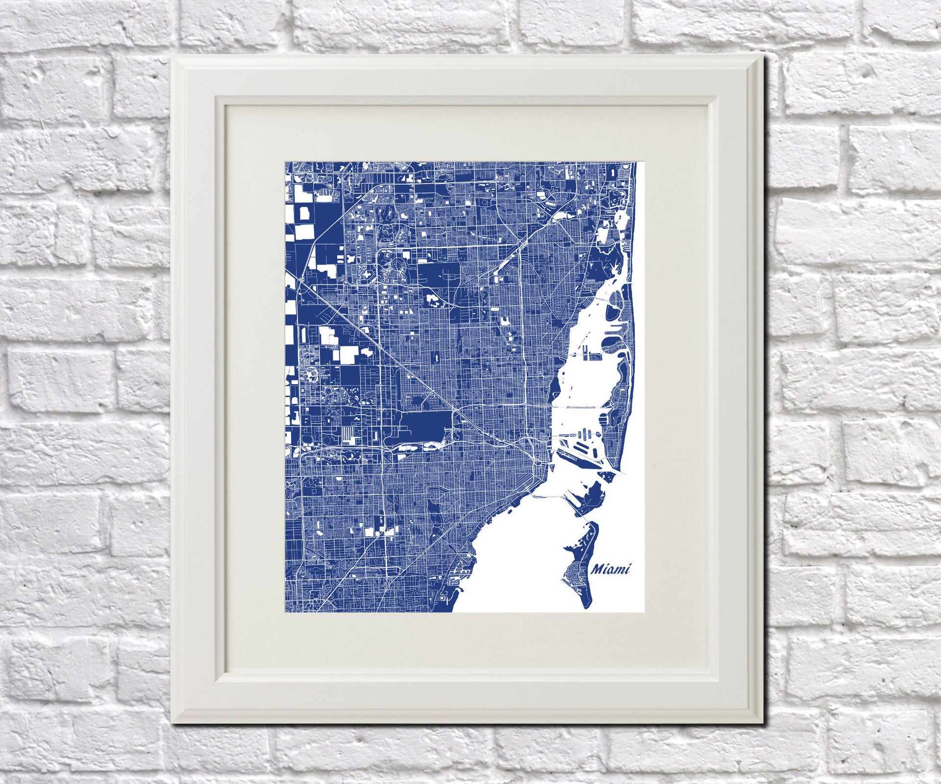 Miami City Street Map Print Custom Wall Map Poster Florida – GalleryThane