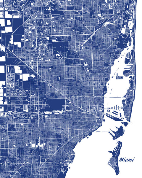 Miami City Street Map Print Custom Wall Map Poster Florida – GalleryThane