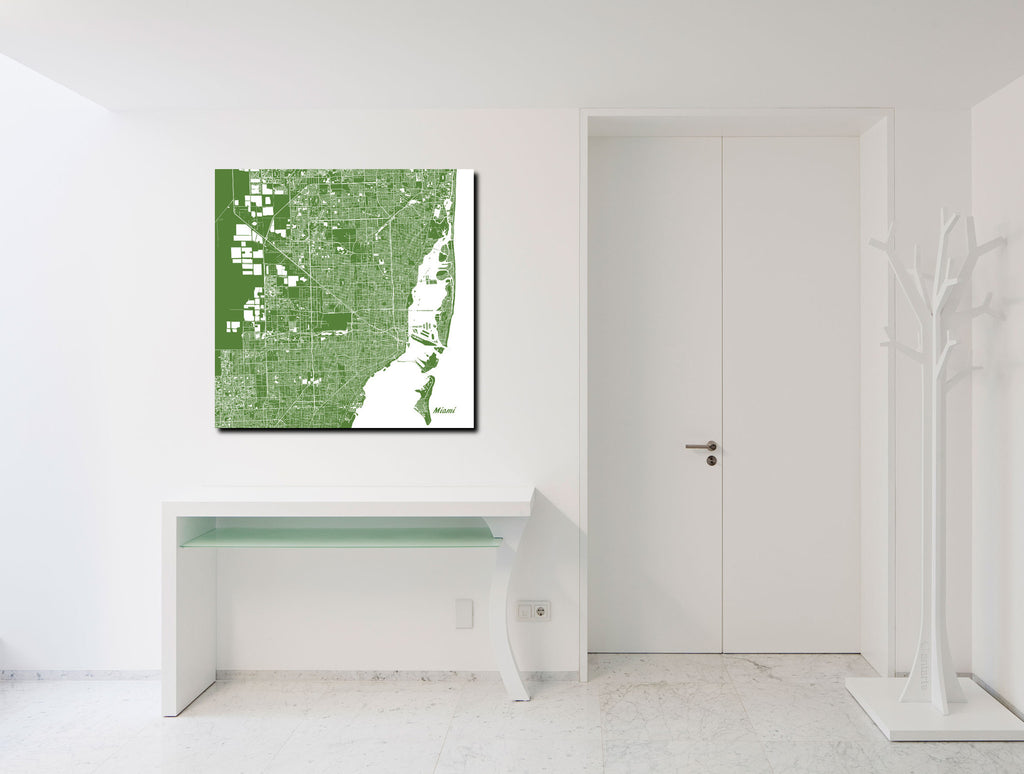 Miami City Street Map Print Custom Wall Map Poster Florida – GalleryThane