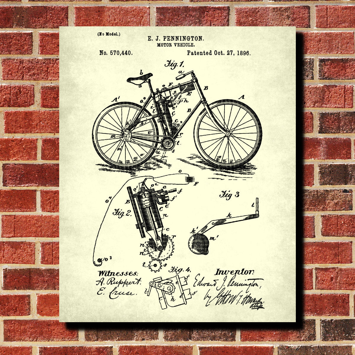 Pennington Motorcycle Patent Print Vintage Motorbike Blueprint Poster ...