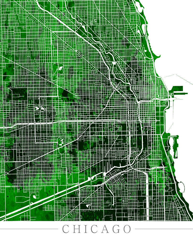 Chicago, Illinois City Street Map Print Modern Art Poster – GalleryThane