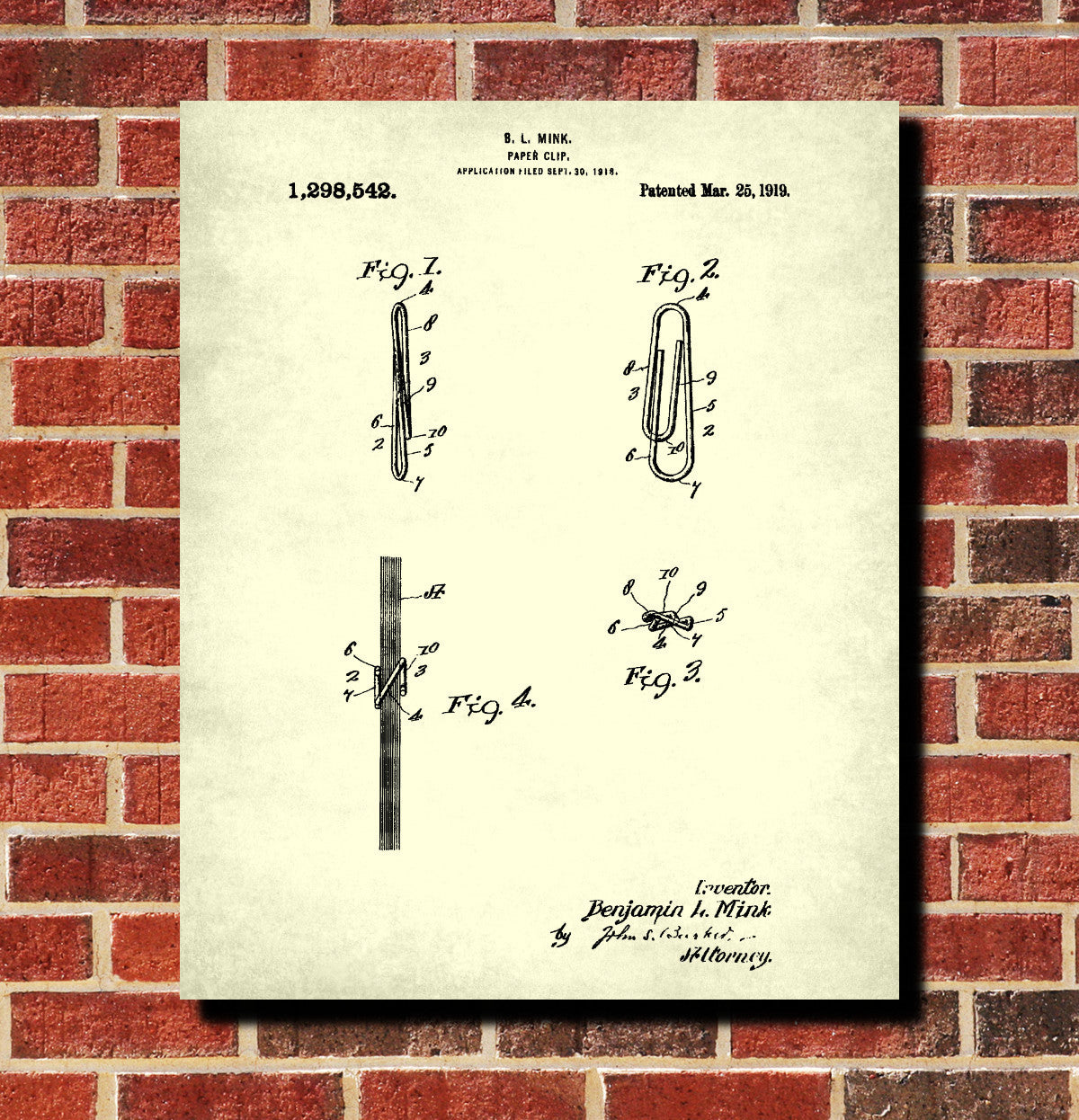 Paperclip Patent Print Paper Clip Blueprint Office Poster – GalleryThane
