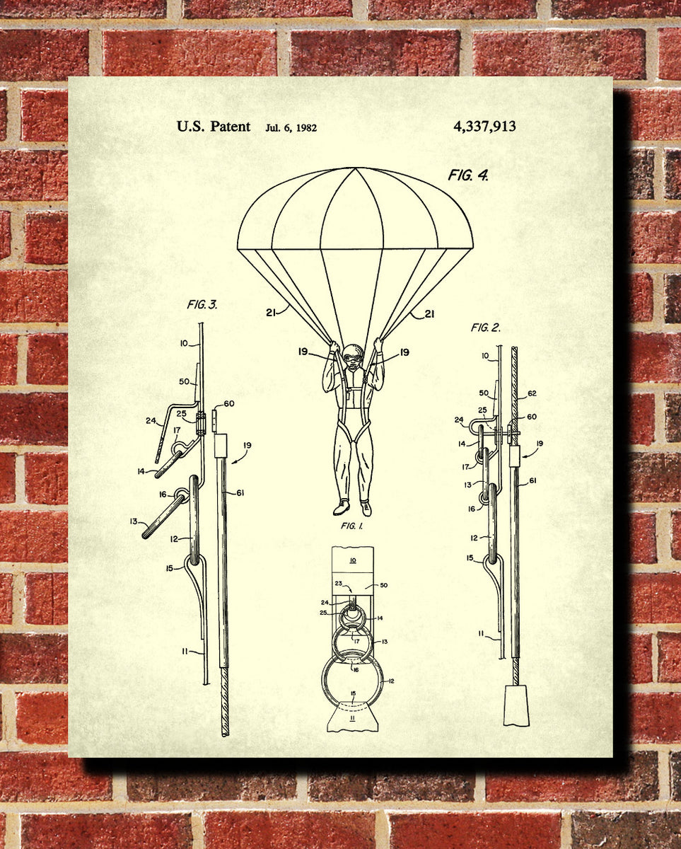 Parachute Blueprint Flying Patent Print Pilot Poster – GalleryThane