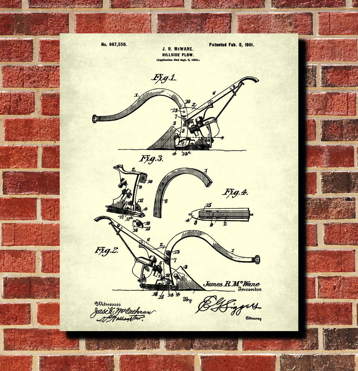 Plough Patent Print Farm Equipment Poster Farming Plow Art – GalleryThane