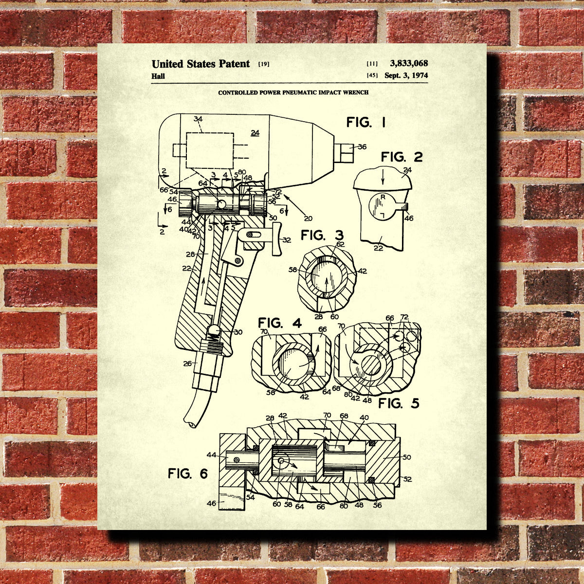 Pneumatic Wrench Patent Print Garage Blueprint Workshop Poster ...