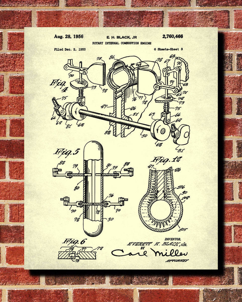 Rotary Engine Blueprint Automotive Patent Print Garage Poster ...