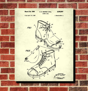 Safety Shoes Patent Print Workshop Blueprint Poster – GalleryThane