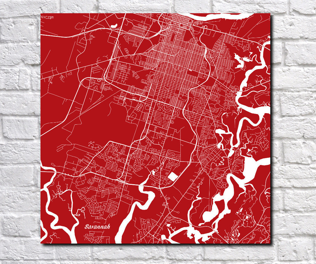 Savannah, Georgia City Street Map Print Custom Wall Map – GalleryThane
