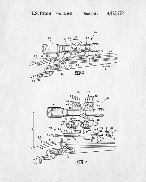 Rifle Scope Blueprint Gun Sights Patent Print Wall Art Poster ...