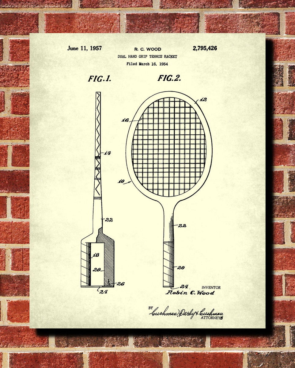 Tennis Racket Patent Print Sports Blueprint Poster – GalleryThane