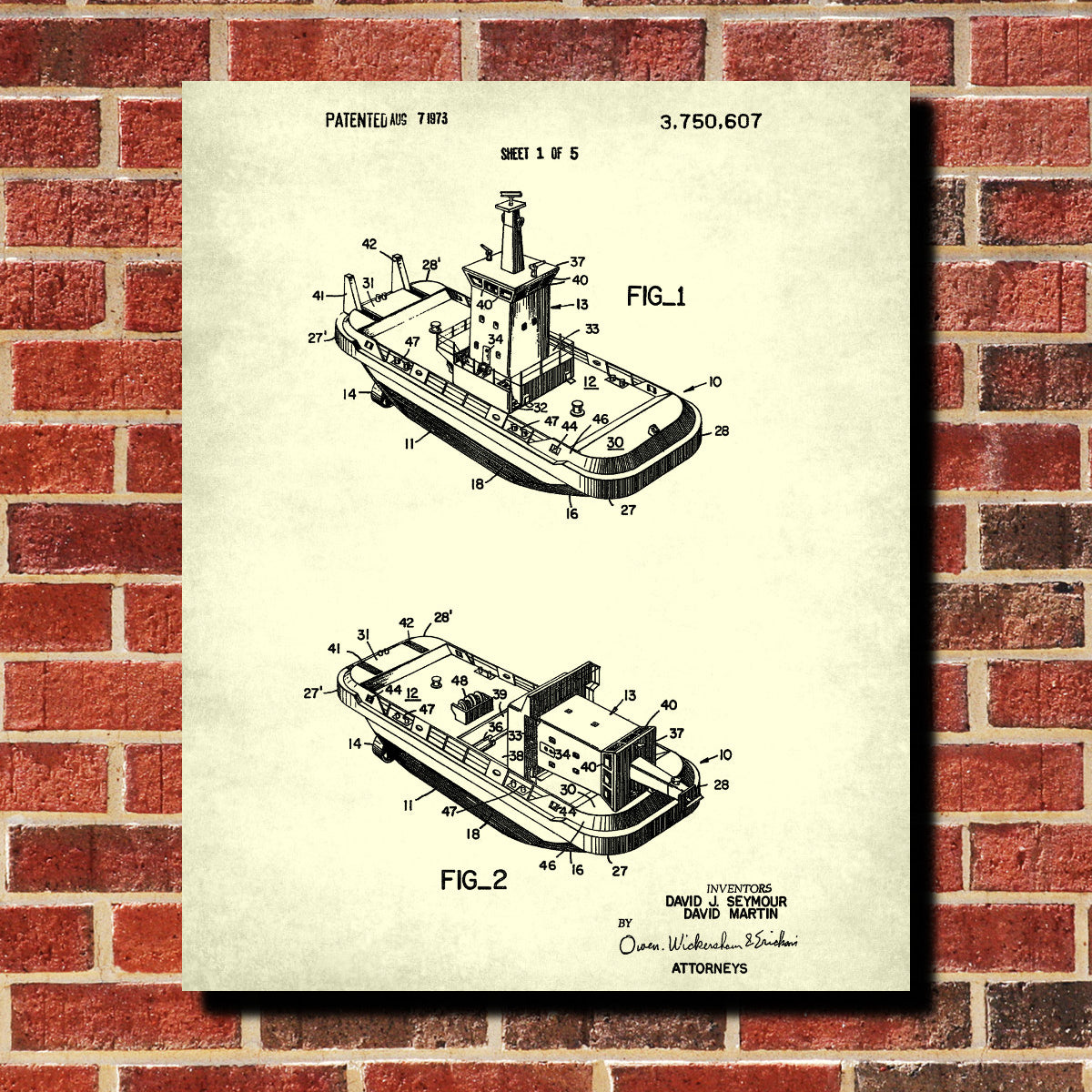 Tug Boat Blueprint Art Nautical Patent Print Sailing Poster – GalleryThane