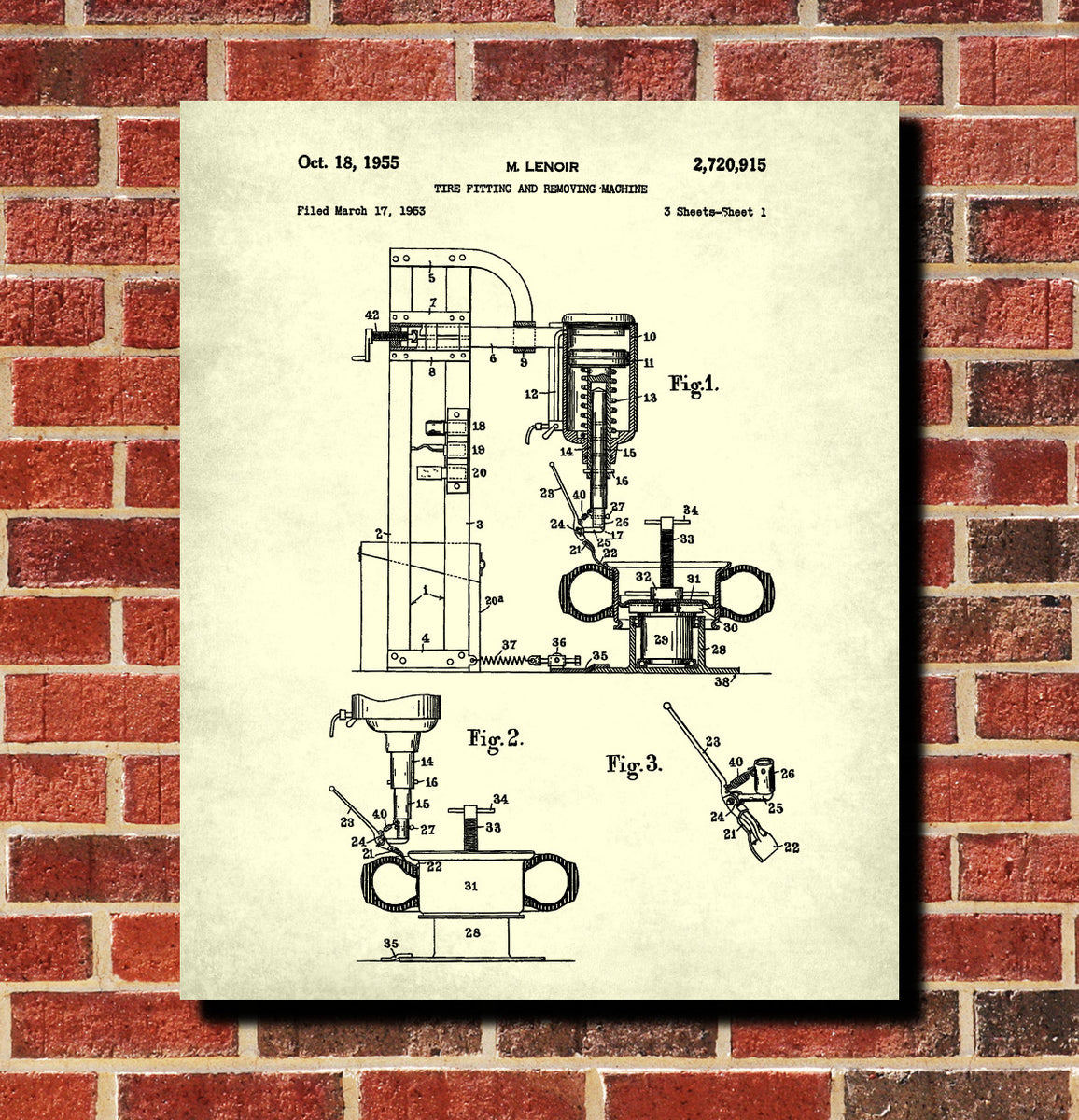 Tyre Fitting Patent Print Garage Blueprint Workshop Poster – GalleryThane
