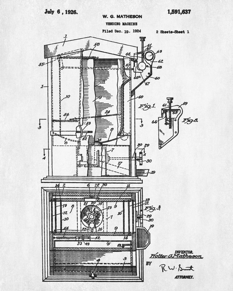 Vending Machine Patent Print Man Cave Poster Gum Ball Blueprint ...