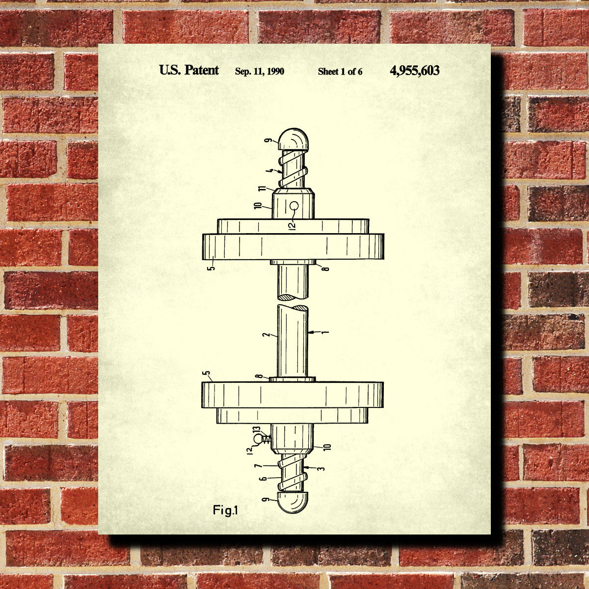 Weight Lifting Patent Print Poster Dumbbell Blueprint – GalleryThane
